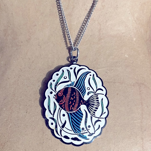 Jewelry | Vintage Black Goldfish Pendant W Stainless Steel Chain | Poshmark